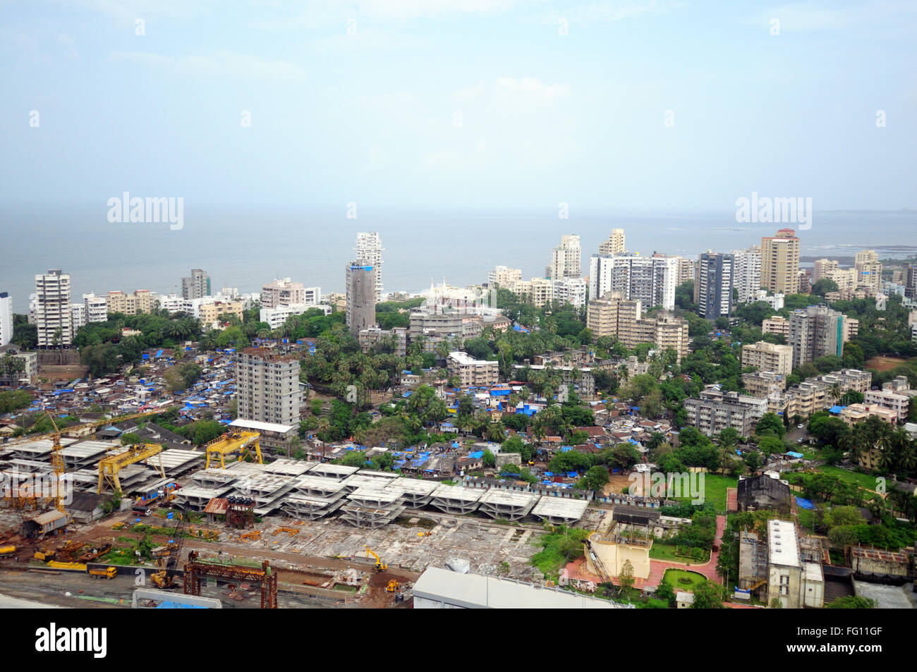 aerial view of bandra reclamation ; Bombay Mumbai ; Maharashtra ; India ...
