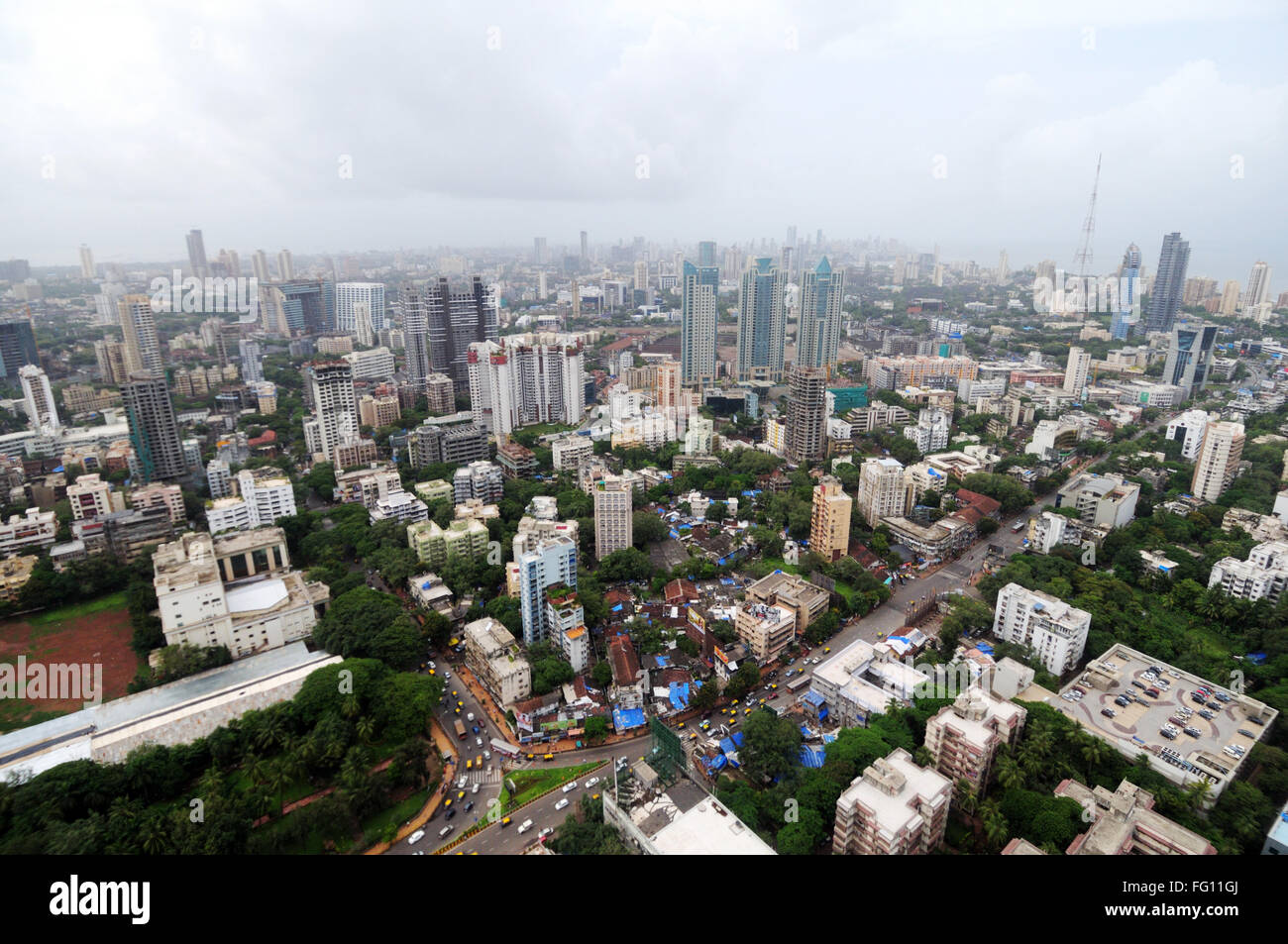 aerial view of prabhadevi ; Bombay Mumbai ; Maharashtra ; India Stock ...