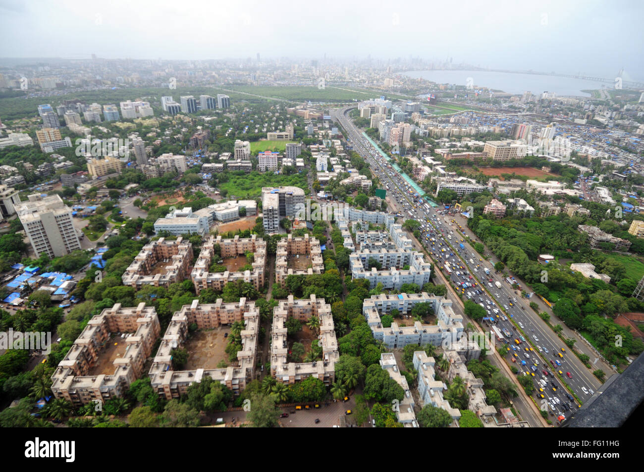 aerial view of government colony western express highway ; Bandra Khar ...