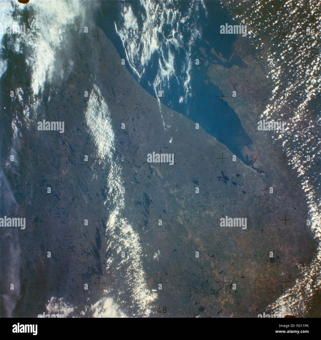 EARTH FROM SPACE, 1973. /nA view of Lake Superior, Minnesota, and ...