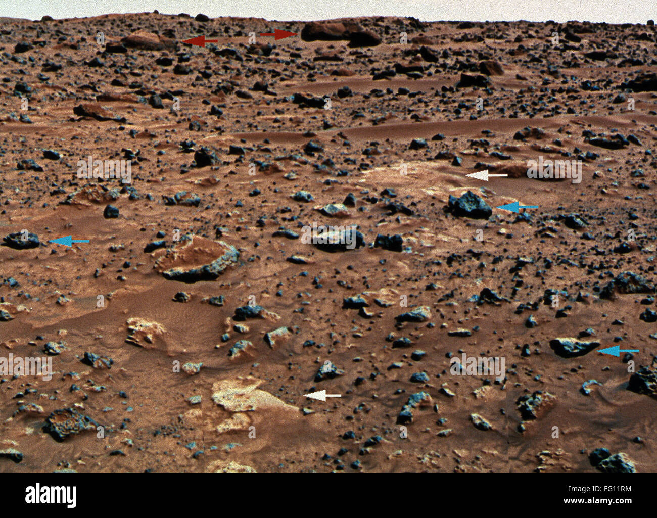 MARS: ROCKS, 1997. /nThree types of rocks on Mars: Large, rounded, and ...