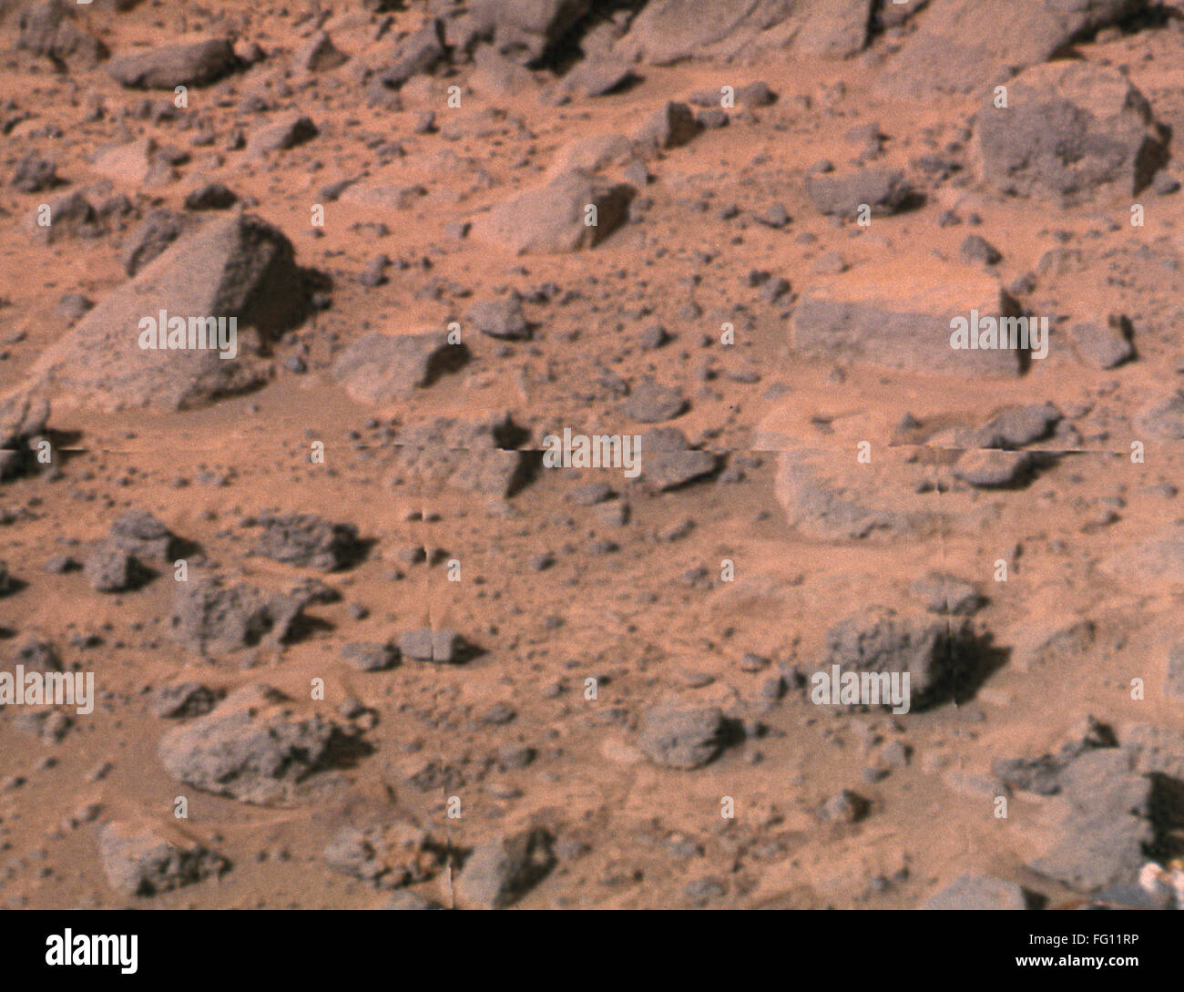 MARS: ROCKS, 1997. /nA stretch of rocky terrain on the surface of Mars ...
