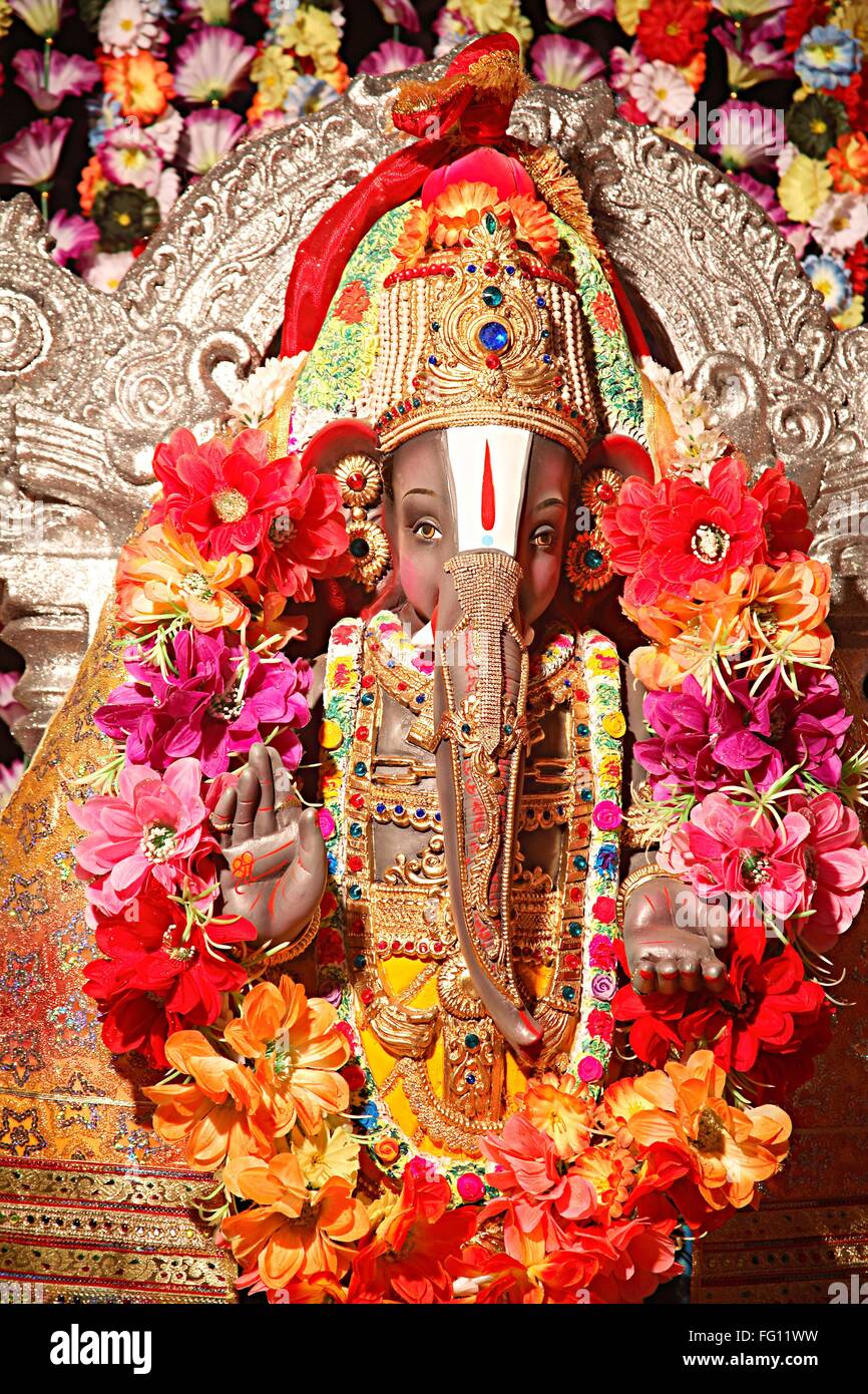 Indian festival Ganesh chaturthi celebration clay idol of ganpati ...