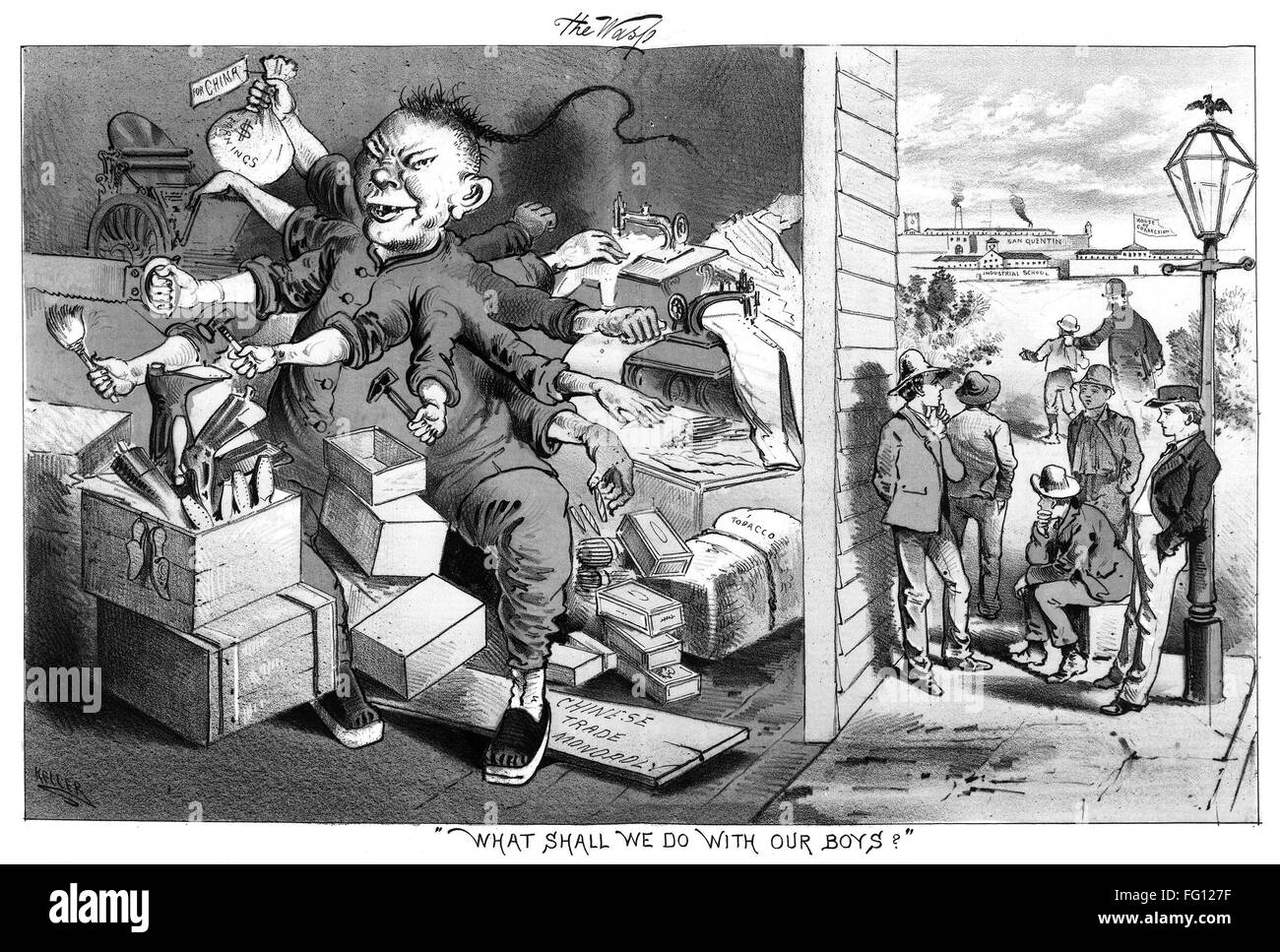 IMMIGRATION CARTOON, 1882. /n'What Shall We Do With Our Boys ...