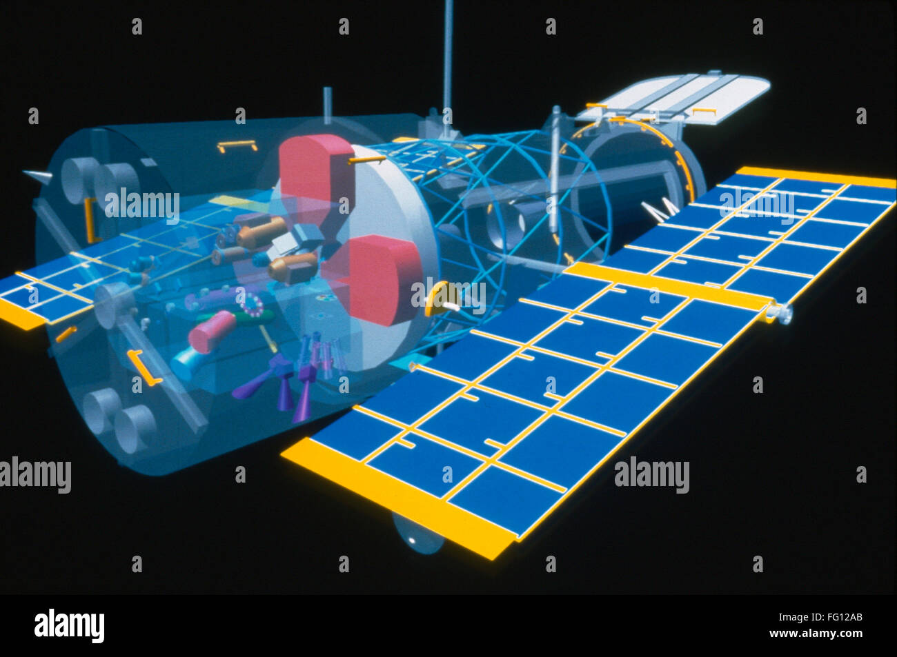 SPACE TELESCOPE, c1991. /nGraphic illustrating the inner workings of ...