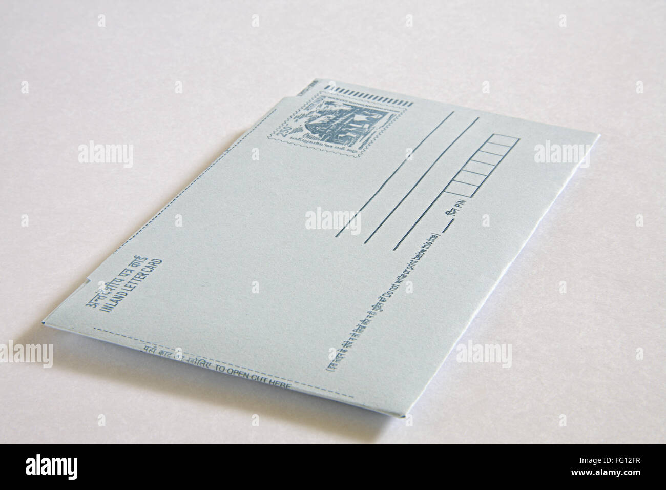 Concept , antardeshiya patra inland letter card on white background ...