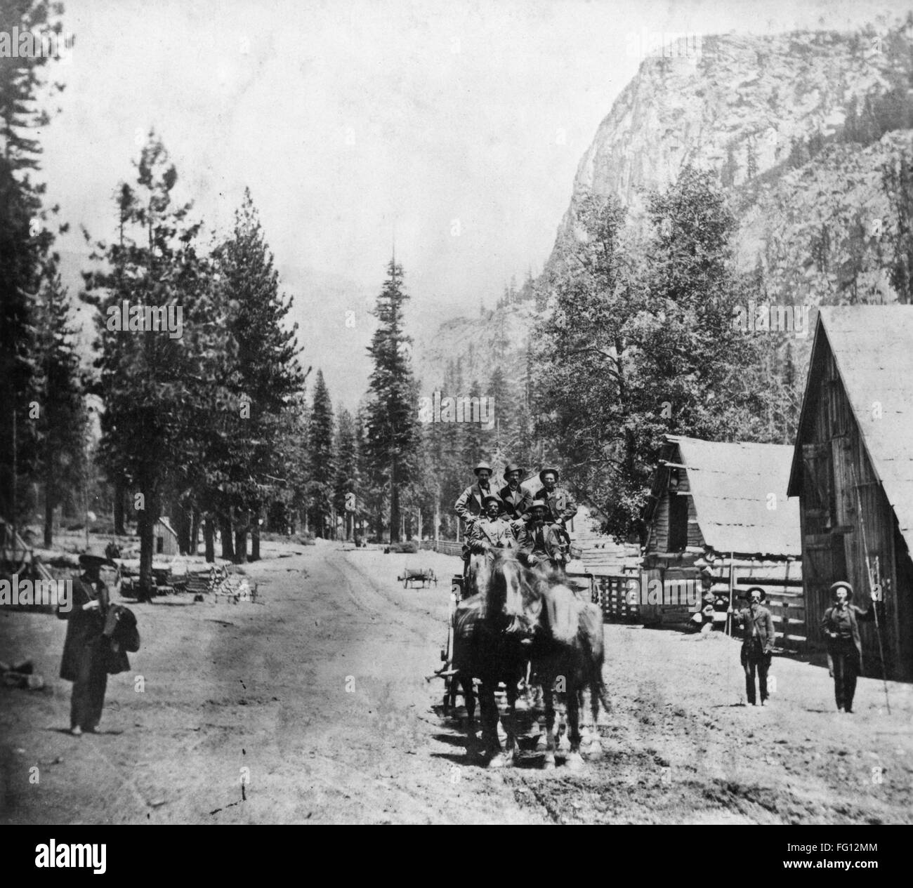 CALIFORNIA, c1866. /nA stagecoach arriving at Strawberry Valley ...
