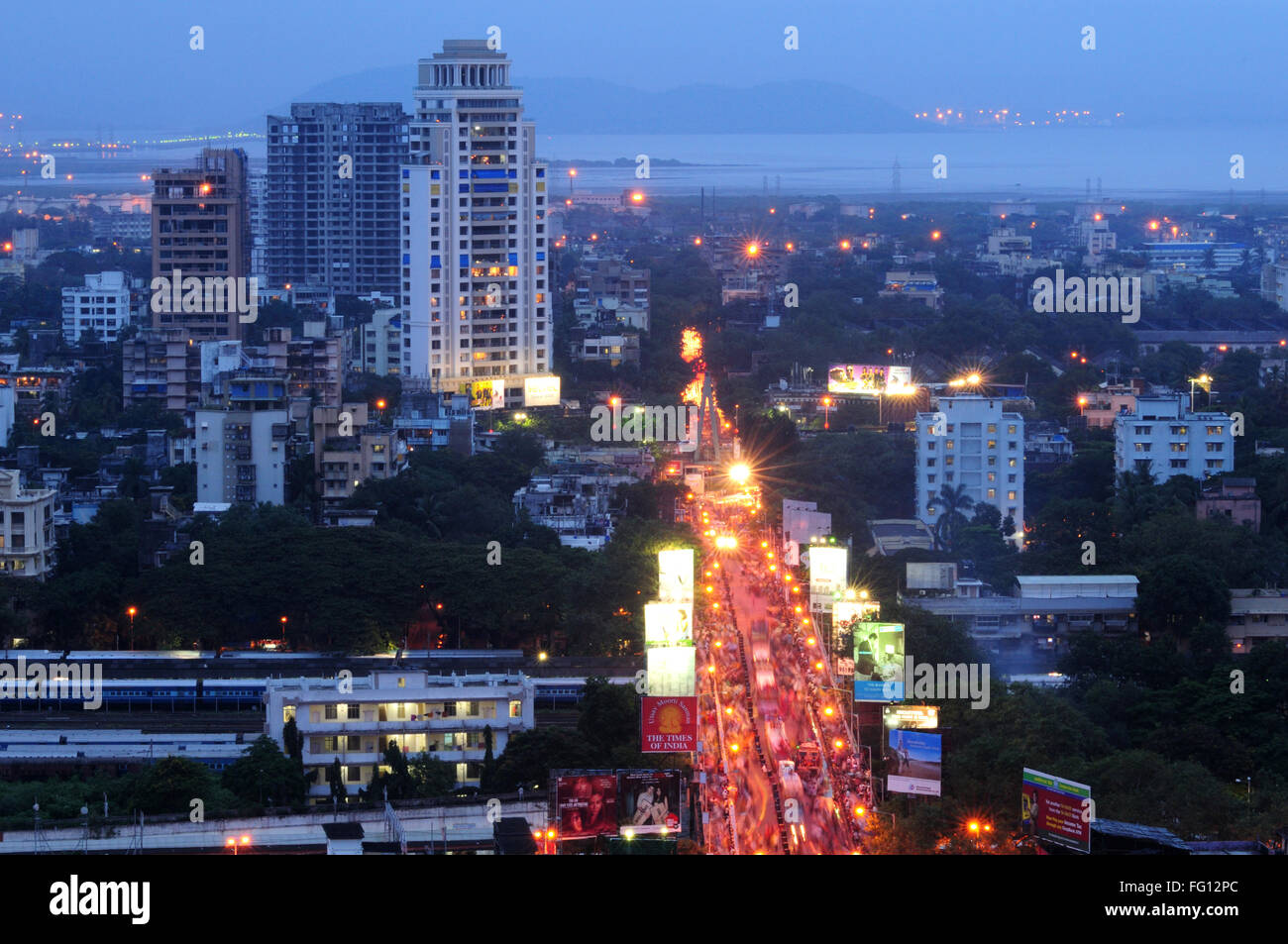 aerial view of tilak bridge ; Dadar ; Bombay Mumbai ; Maharashtra ...