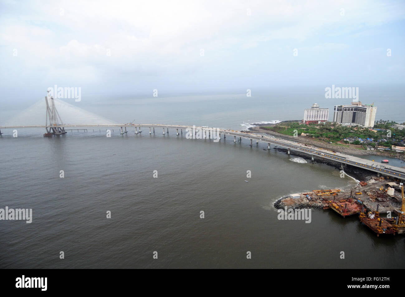 aerial view of bandra worli rajiv gandhi sea link from bandra ...