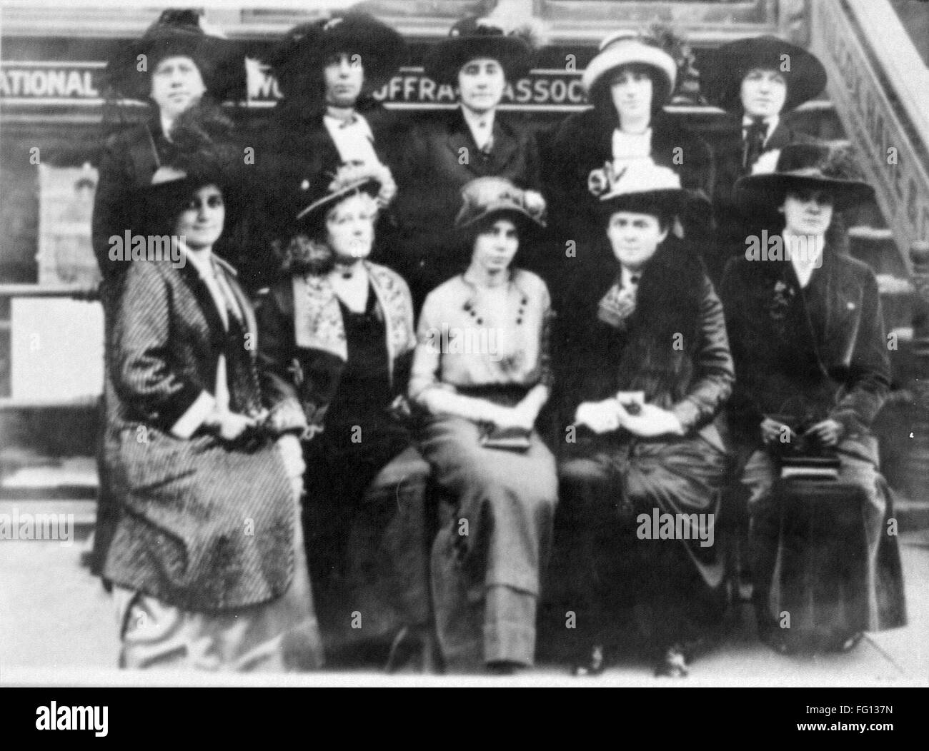 SUFFRAGETTES, c1910. /nAmerican suffragettes. Seated, left to right ...