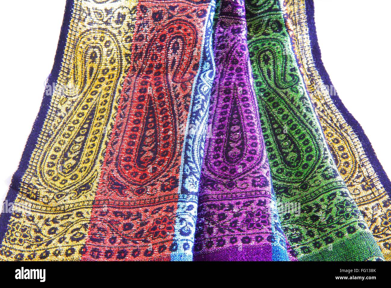 Concept ; fabric dushala shawl stole embroidered wrapper on white ...