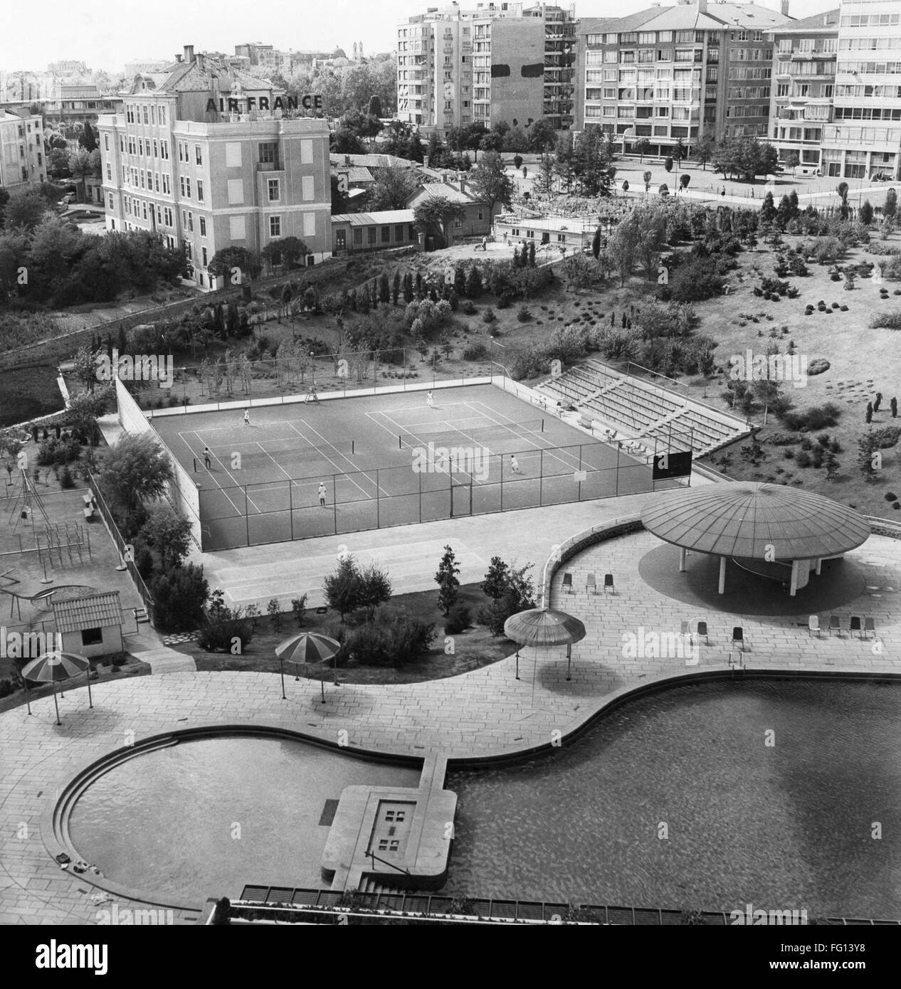 ISTANBUL: BEYOGLU DISTRICT. /nTennis courts and a swimming pool in the ...