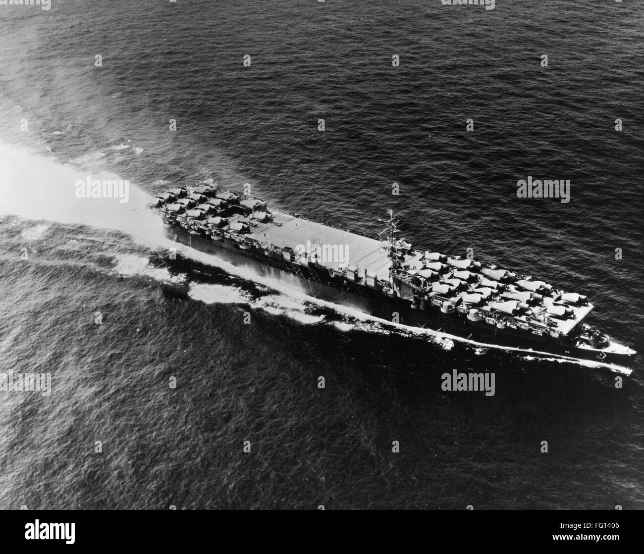 WWII: USS MONTEREY, 1945. /nAerial view of the American aircraft ...