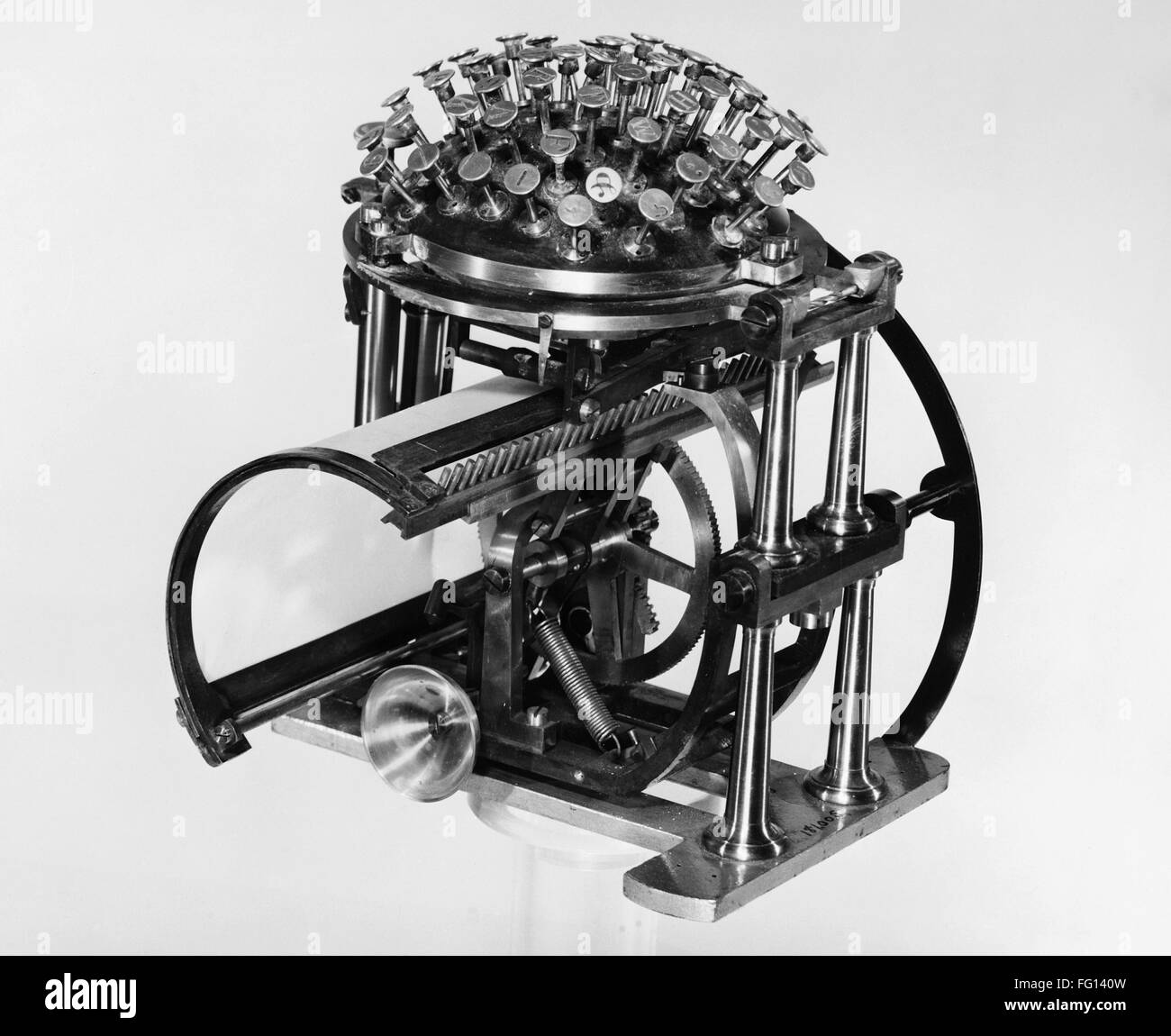 HANSEN TYPEWRITER, 1872. /nThe writing ball, a typewriter patented by ...