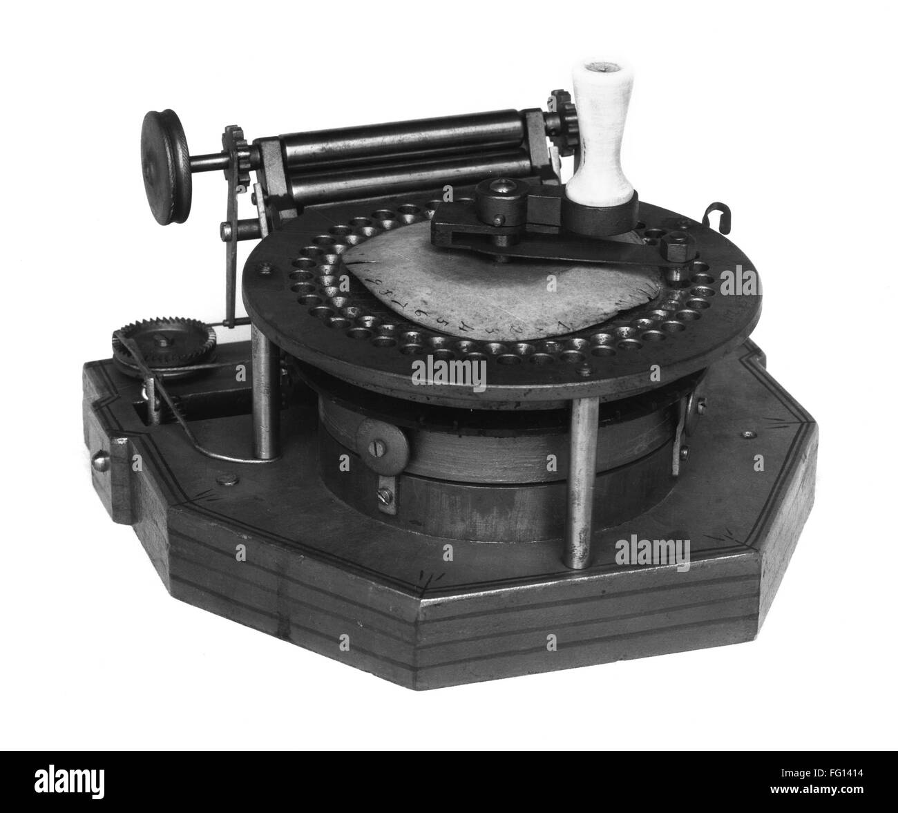 COOPER TYPEWRITER, 1856. /nCircular typewriter invented by John Cooper ...