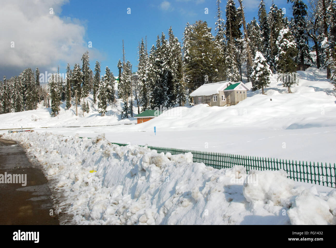Snow cleared road at Gulmarg , Jammu & Kashmir , India Stock Photo - Alamy