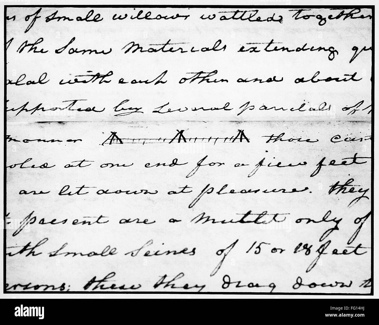 LEWIS & CLARK: FISH WEIR. /nDetail of an entry in William Clark's ...