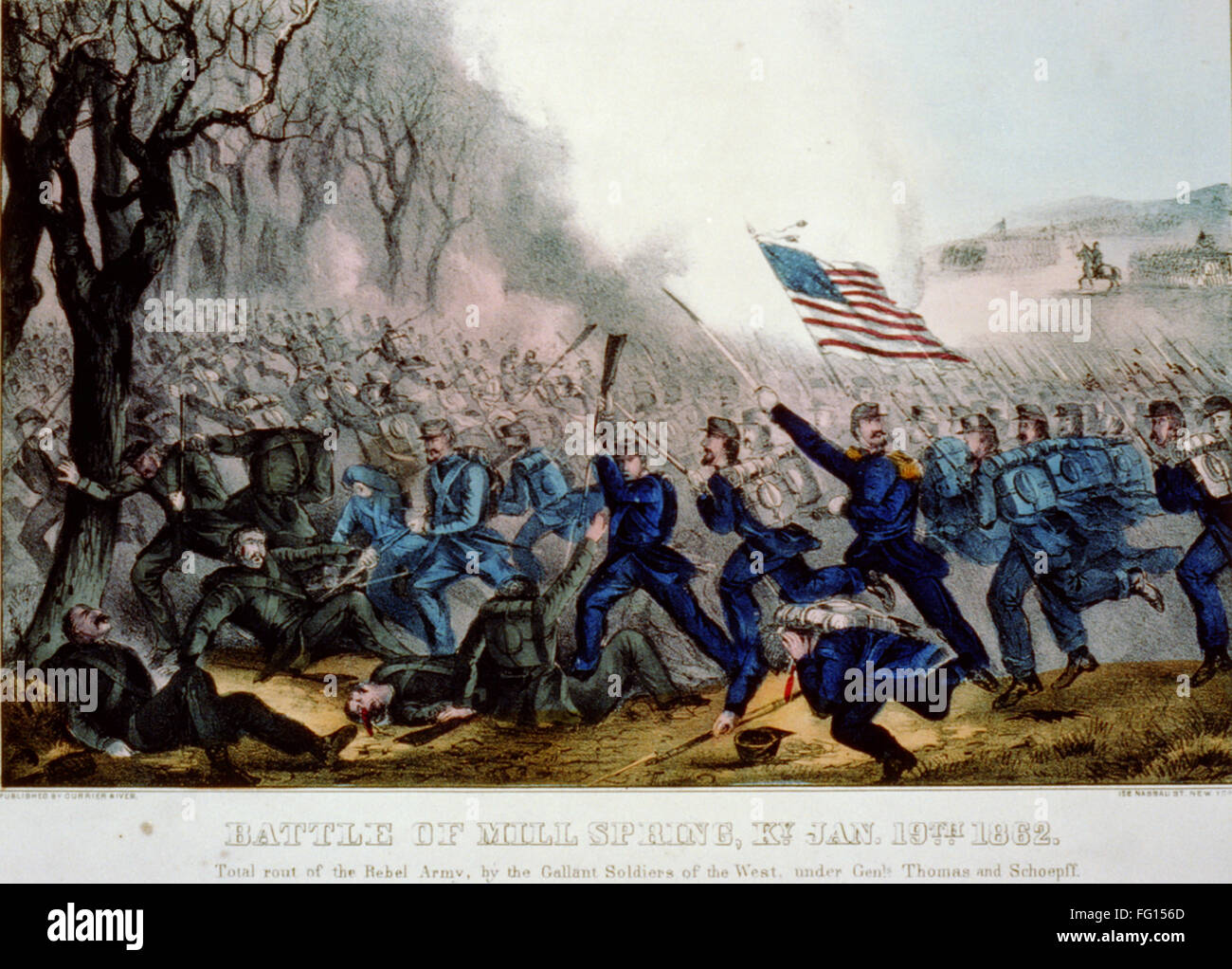 CIVIL WAR: MILL SPRINGS, 1862. /nCharging of Union soldiers during the ...