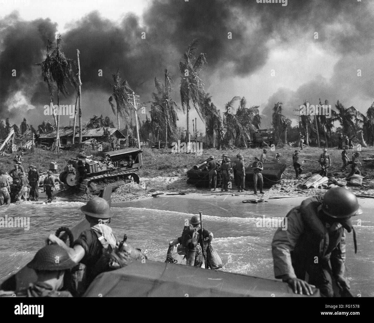 WWII: BALIKPAPAN, 1945. /nU.S. Coast Guardsmen and Australian troops ...