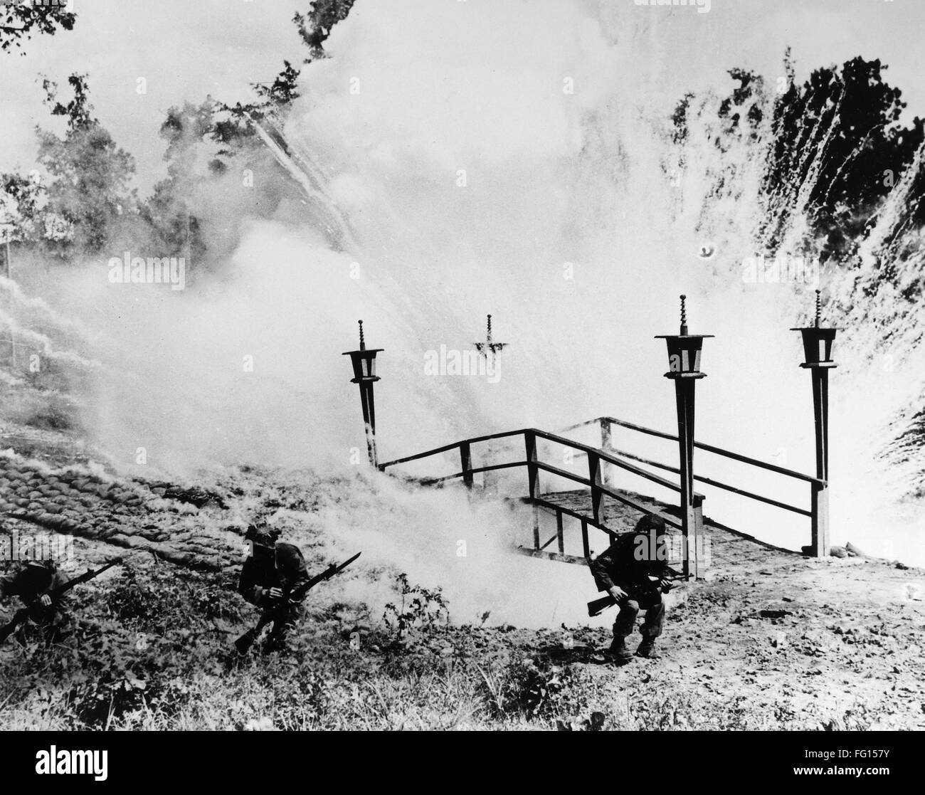WWII: TRAINING, 1945. /nAmerican infantrymen training for combat in the ...