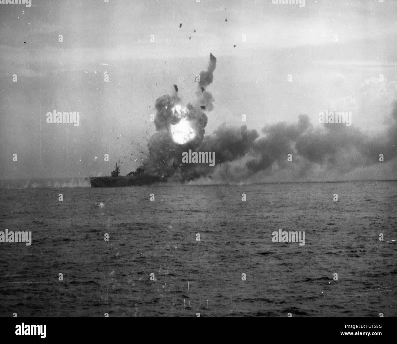 WWII: USS ST. LO, 1944. /nThe USS St. Lo exploding after being hit by a ...