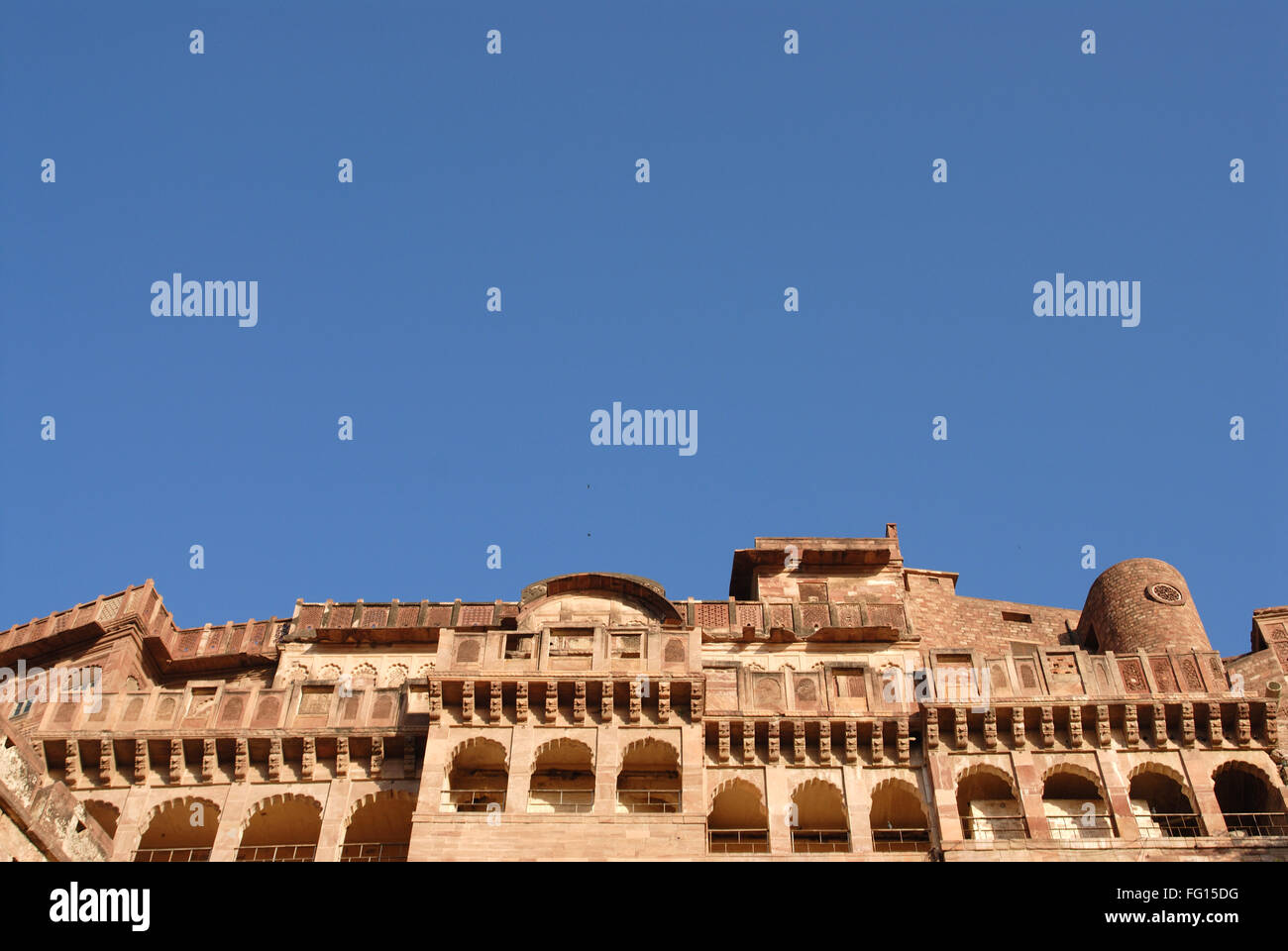 Side view of Jodhpur fort with blue sky , Rajasthan , India Stock Photo ...