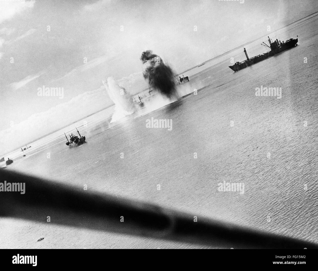 WWII: NAVAL BATTLE, 1944. /nJapanese ships under attack by U.S. Navy ...