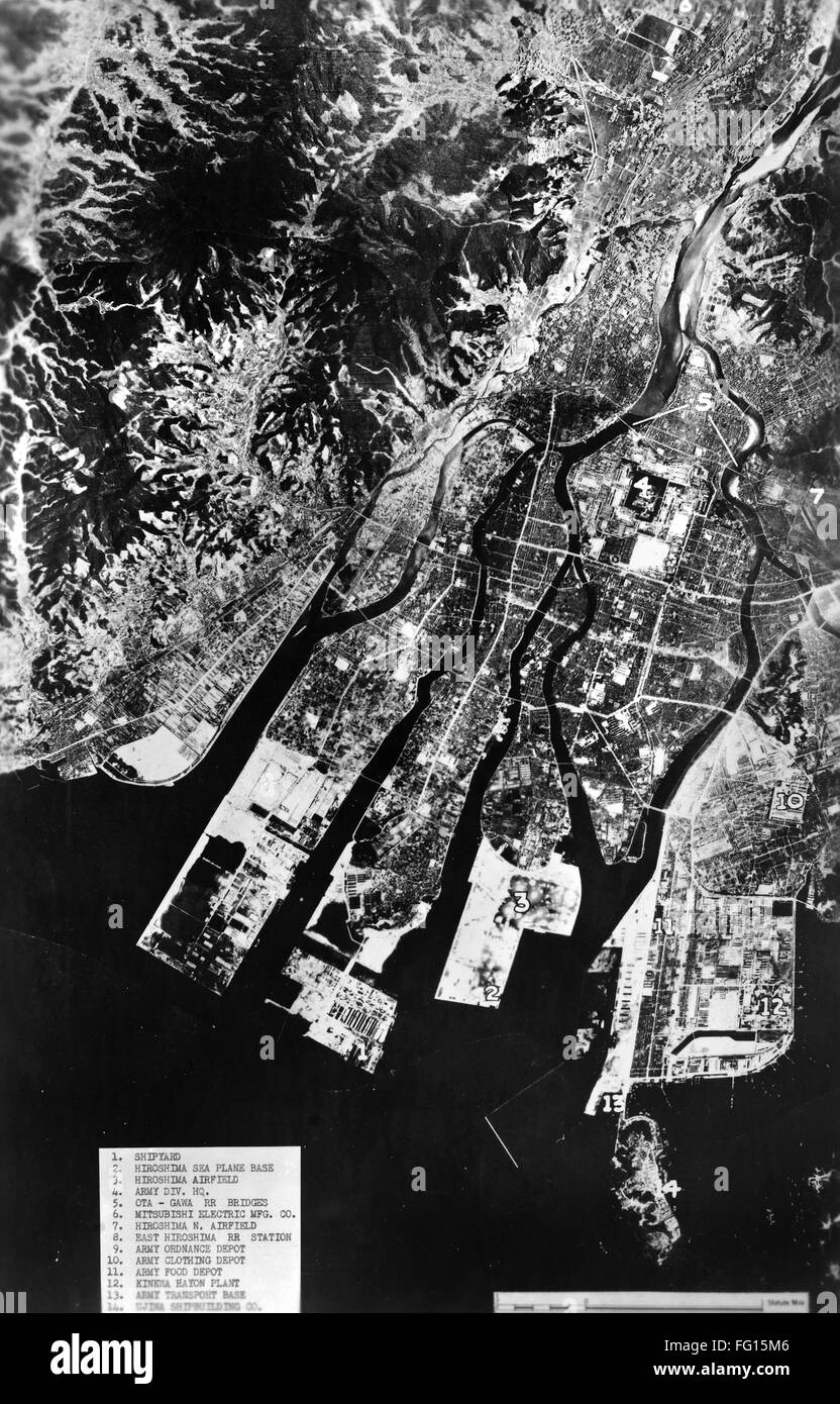 WORLD WAR II: HIROSHIMA. /nAnnotated aerial view of Hiroshima, Japan ...