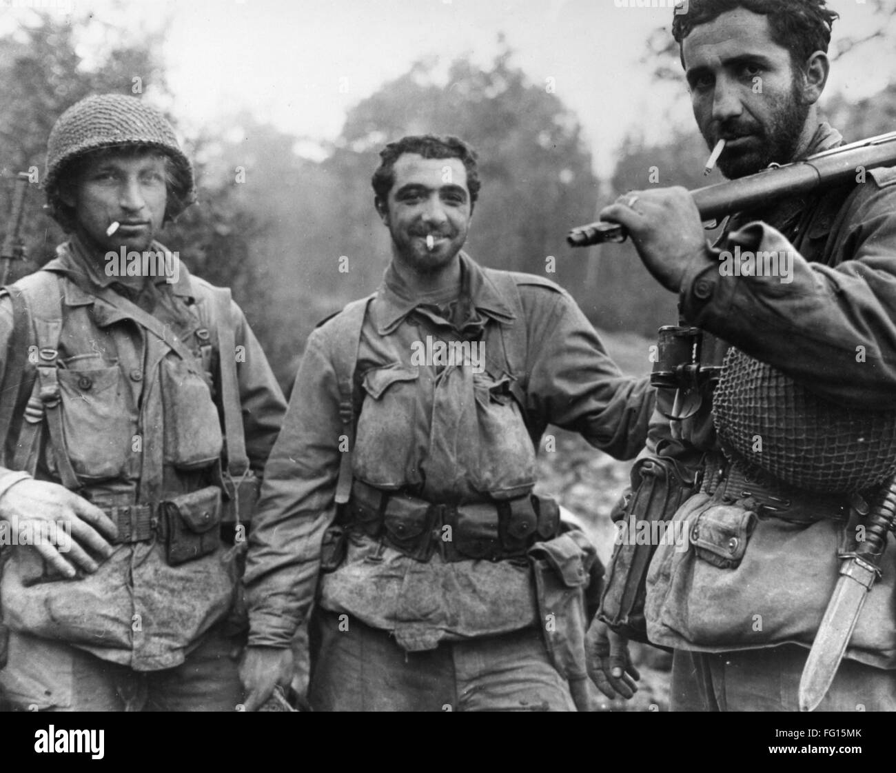 WWII: AMERICAN TROOPS, 1944. /nLeft to right: Private Arthur H. Muth ...