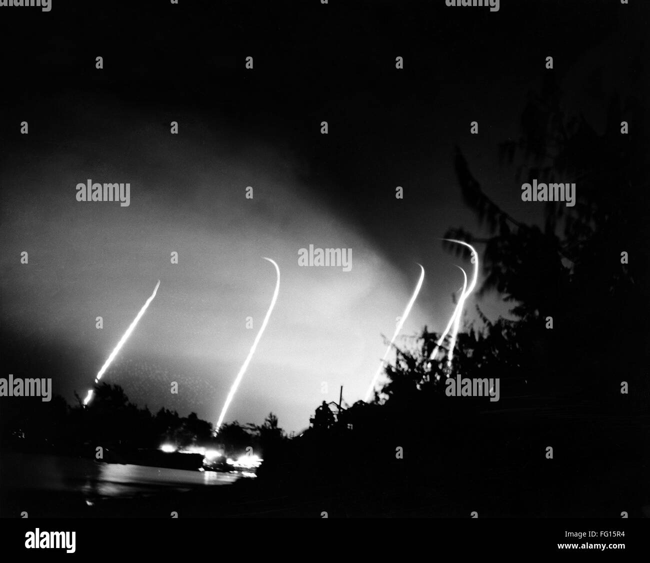 WWII: NIGHT RAID, c1943. /nAmerican anti-aircraft fire aimed at ...