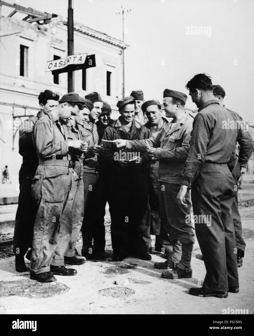 WORLD WAR II: MAIL, 1944. /nA mailman delivers letters to U.S. Army ...
