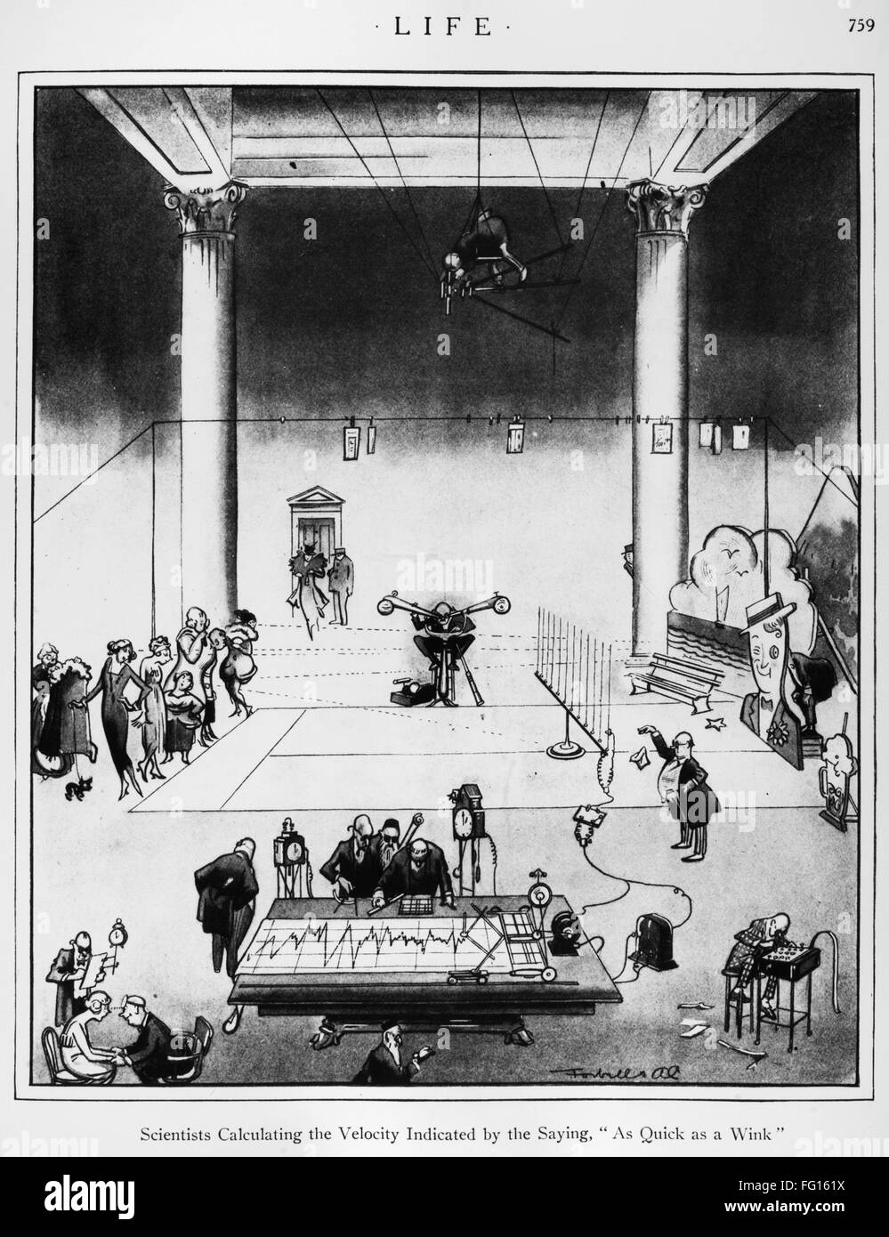 CARTOON: SCIENCE, 1920. /n'Scientists Calculating the Velocity ...