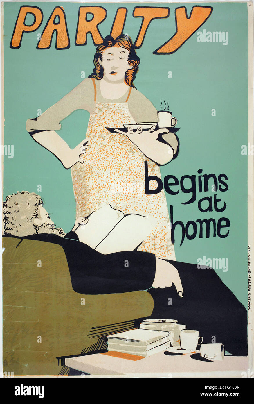 POSTER: WOMEN'S RIGHTS. /n'Parity begins at home.' English poster, 1974 ...