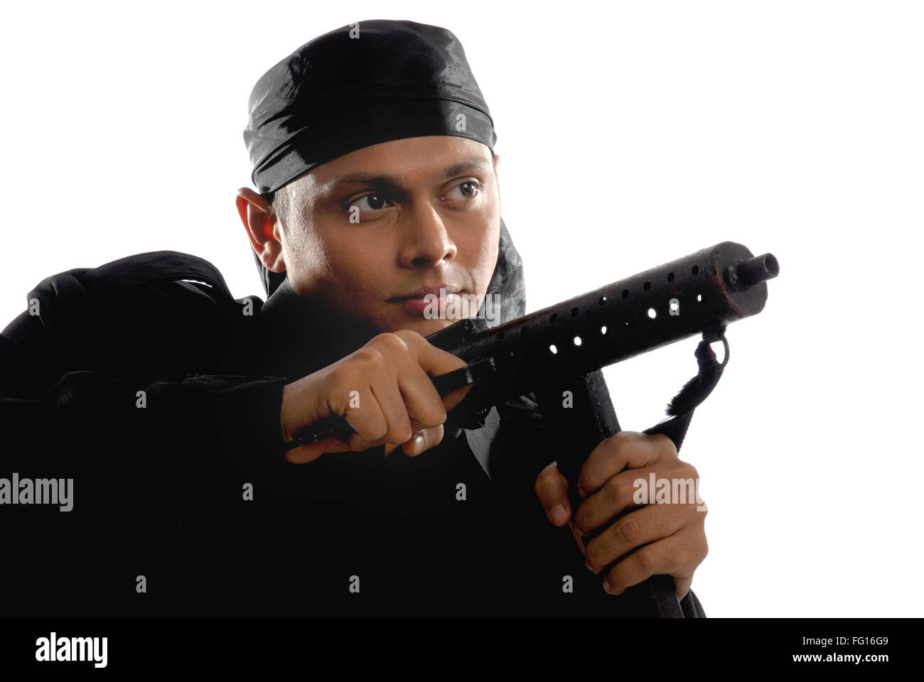 Commando taking position with gun MR#782W Stock Photo - Alamy