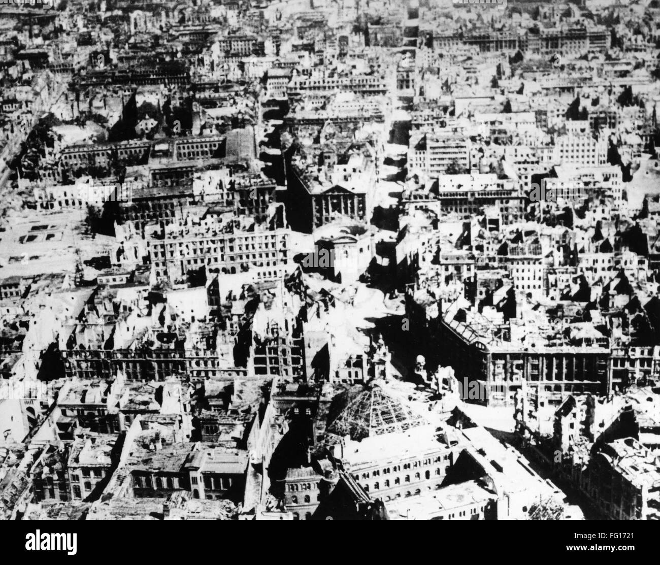 WORLD WAR II: BERLIN, 1945. /nAerial view of Berlin, Germany, after ...