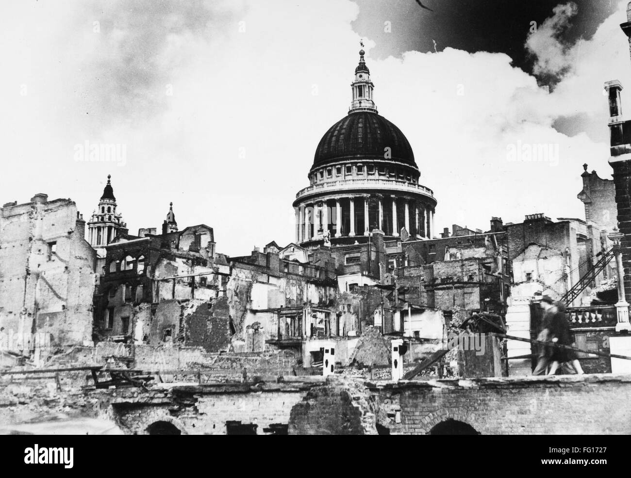 WORLD WAR II: LONDON BLITZ. /nSaint Paul's Cathedral behind ruined ...