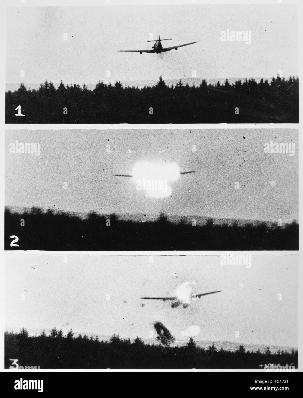 WORLD WAR II: GERMAN PLANE. /nA German Me 109 fighter plane goes down ...