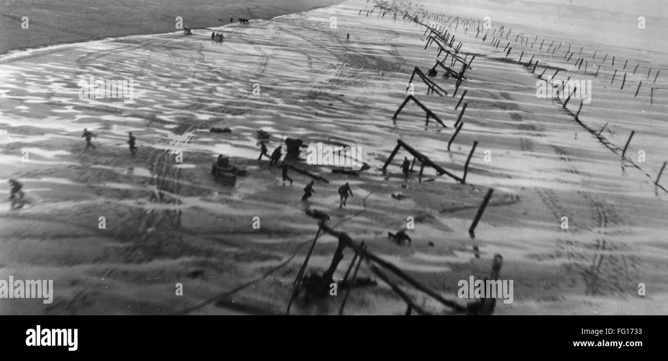 NORMANDY: DEFENSES, 1944. /nAmerican reconnaissance photograph taken on ...