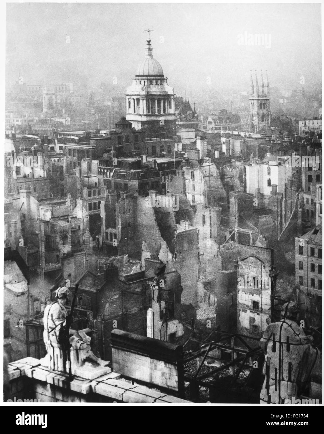 WORLD WAR II: LONDON BLITZ. /nPhotograph taken from the roof of Saint ...