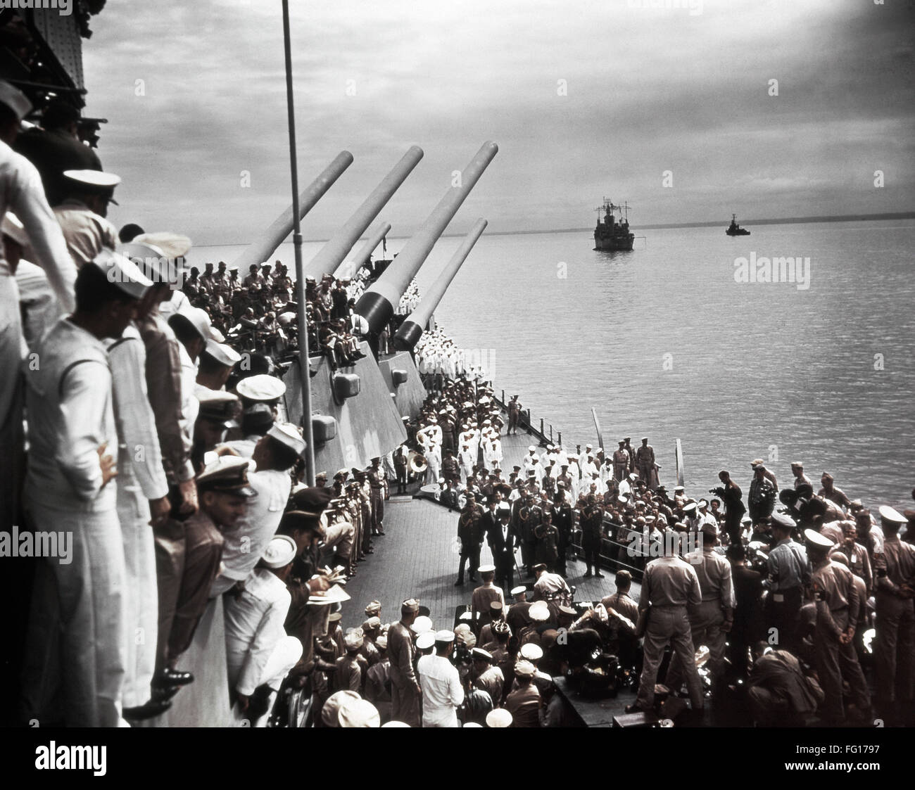WWII: SURRENDER OF JAPAN. /nA view of the Japanese representatives at ...