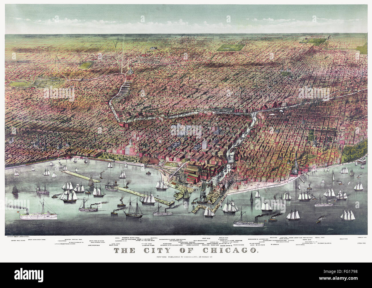 MAP: CHICAGO, 1892. /n'The City of Chicago.' Lithograph by Currier ...