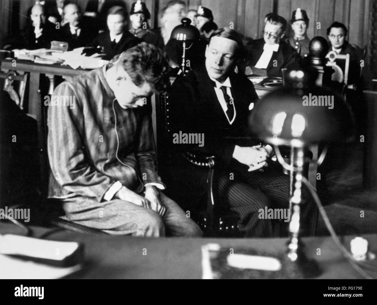 REICHSTAG FIRE TRIAL, 1933. /nDefendant Marinus Van der Lubbe being ...