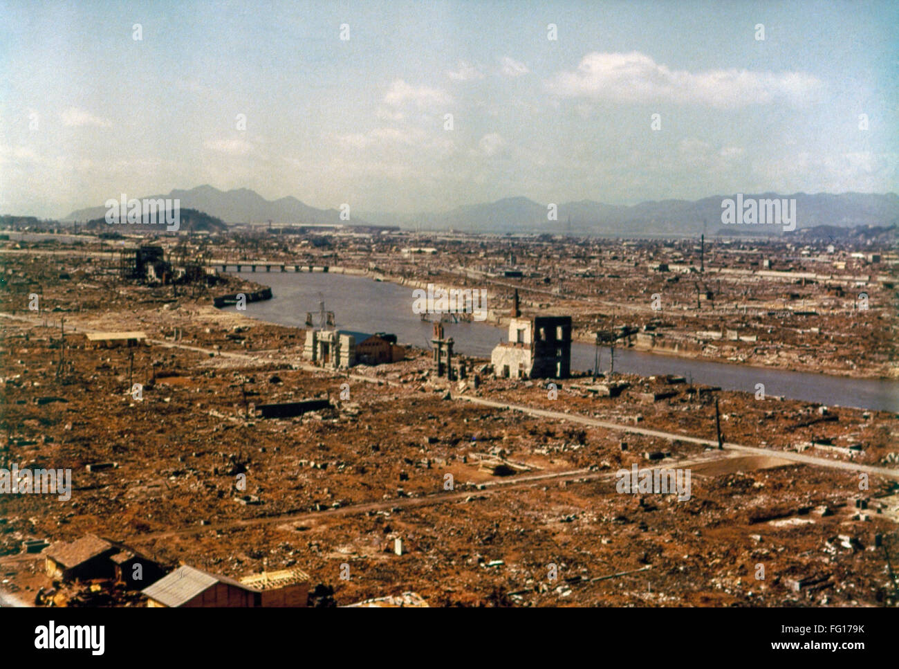 WWII: HIROSHIMA, 1946. /nAerial view of Hiroshima, Japan, showing the ...