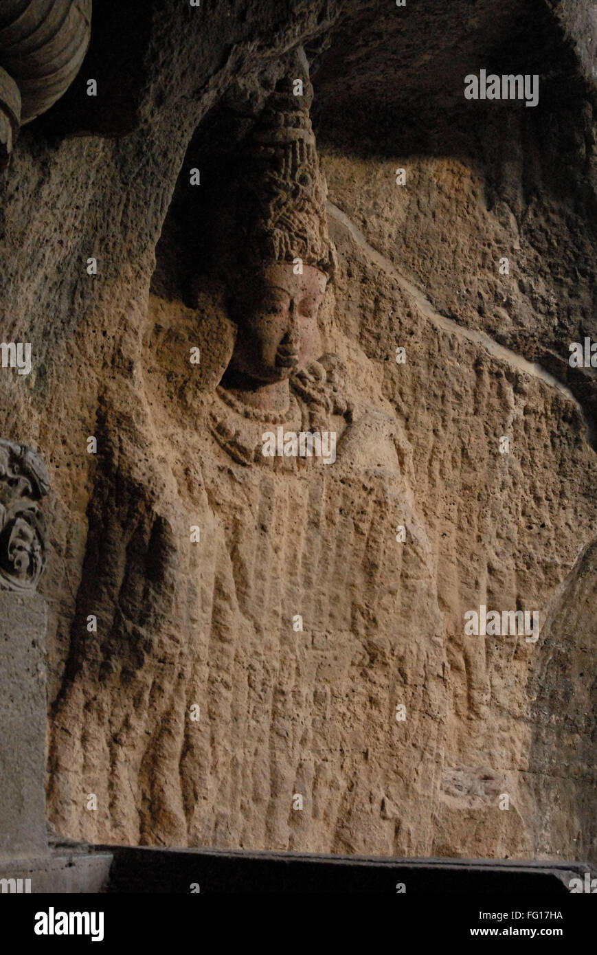 Statue carved on stone in cave no 32 , Ellora , district Aurangabad ...