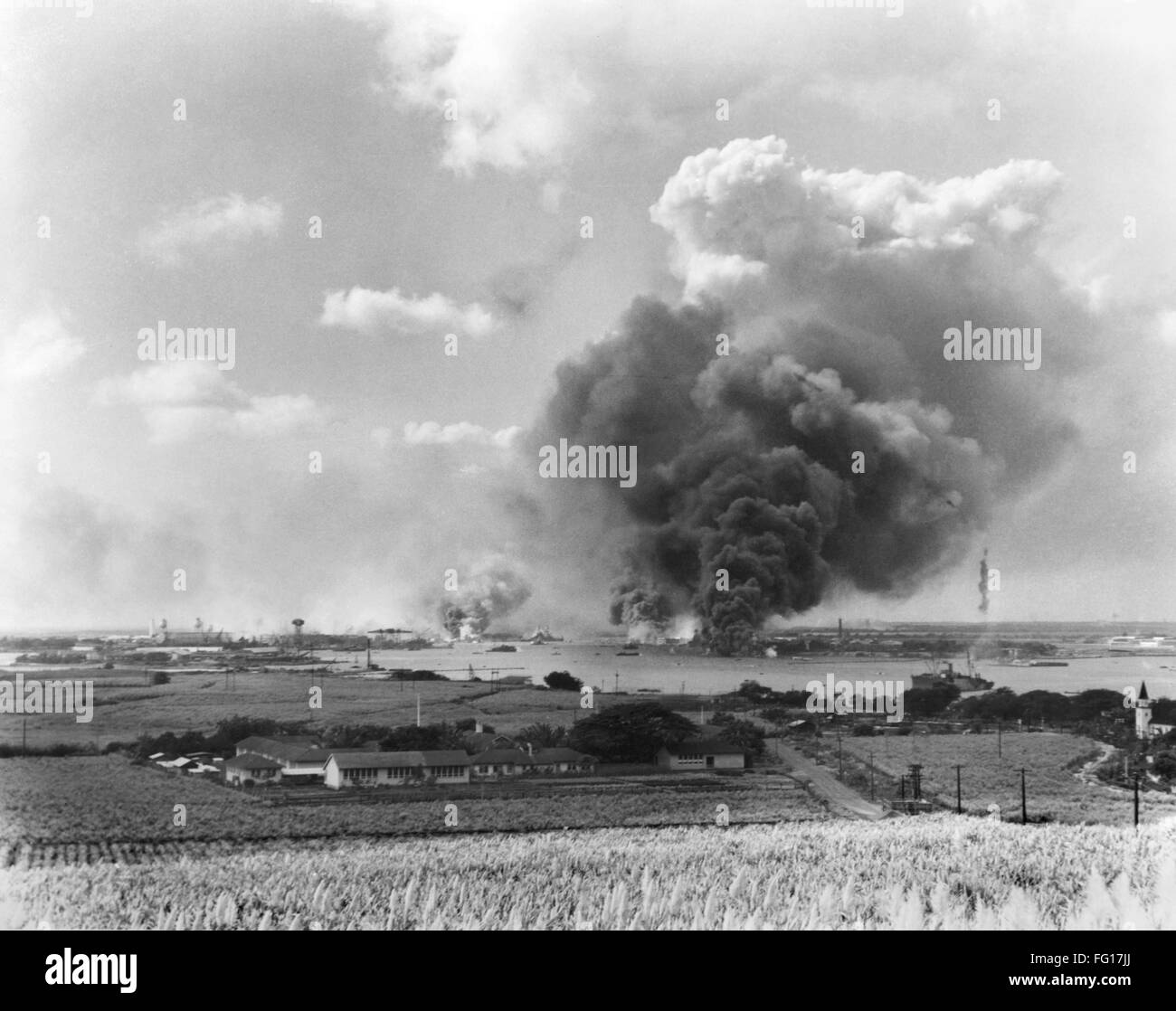 WWII: PEARL HARBOR, 1941. /nA view of the Pearl Harbor Navy Yard during ...