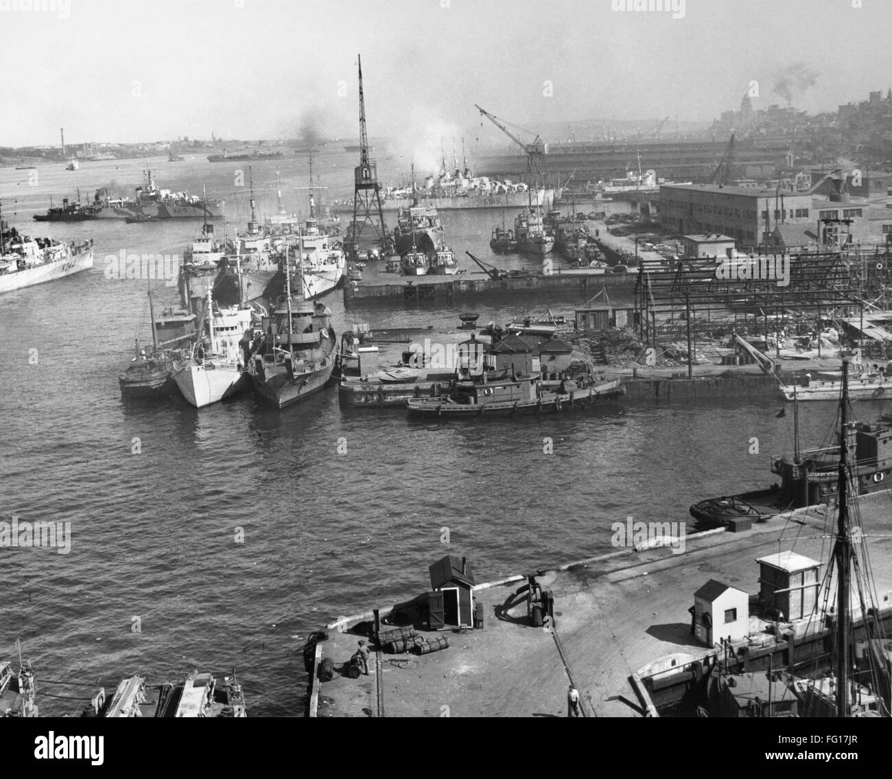 WWII: CANADIAN SHIPS, 1944. /nA view of Her Majesty's Canadian Dockyard ...