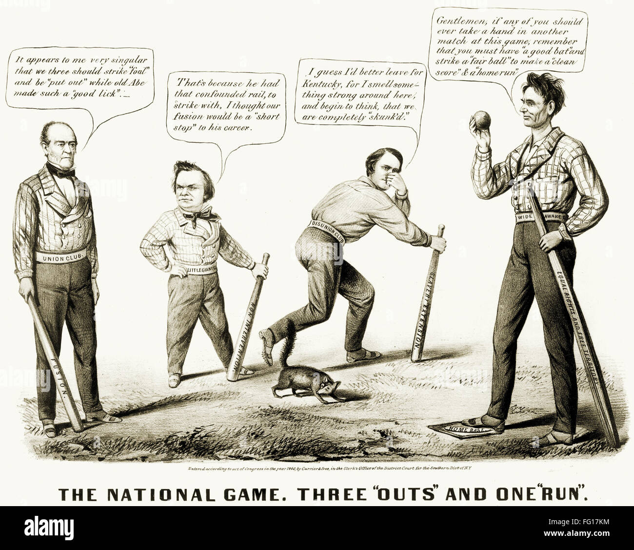 PRESIDENTIAL CAMPAIGN, 1860. /nA pro-Lincoln cartoon by Currier & Ives ...