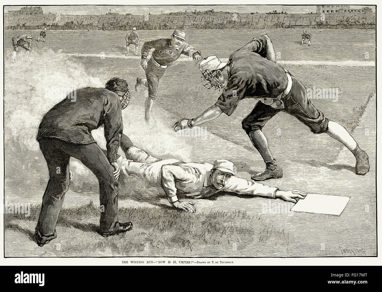 BASEBALL GAME, 1885. /nNew York Giants' catcher William 'Buck' Ewing ...