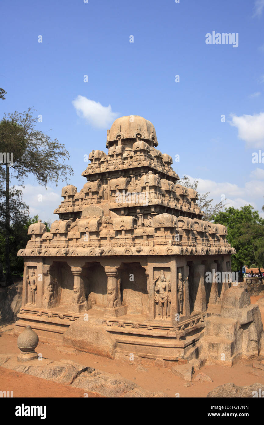 Dharmaraja Ratha and Pancha Rathas carved Monolith rock carving temples ...