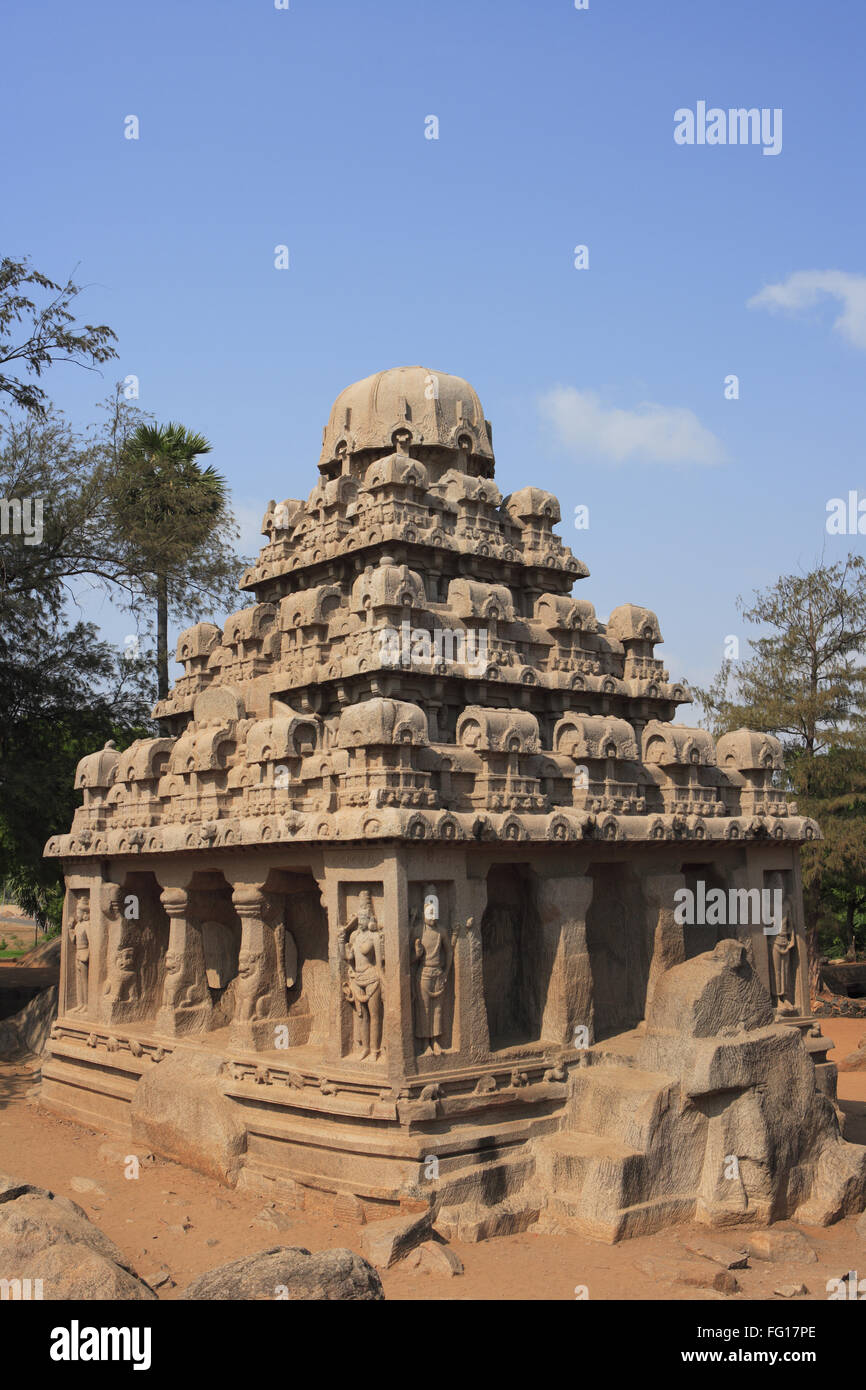 Dharmaraja Ratha and Pancha Rathas carved Monolith rock carving temples ...